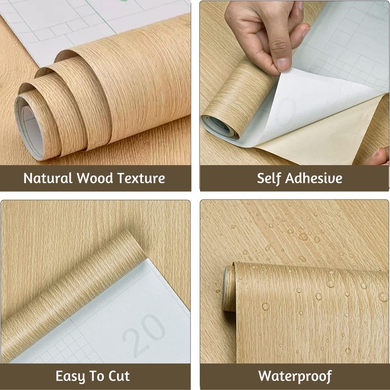 3D Wood Texture Wallpaper Waterproof Furniture Table Thick Stickers ...