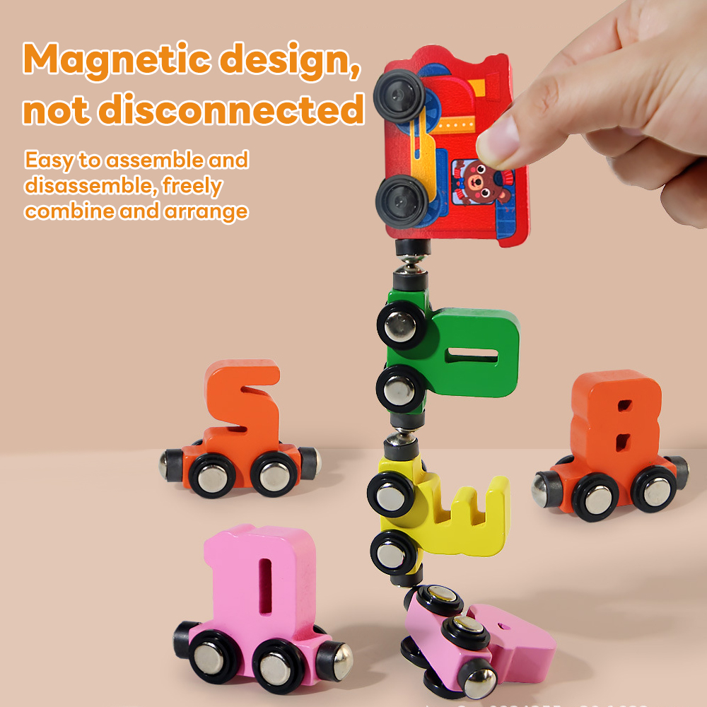 Aikoky Magnetic Digital Train Mini Wooden Toy Cultivate Children's ...