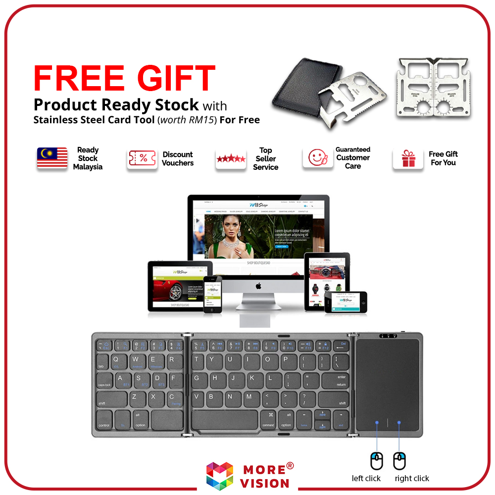 Portable Mini Foldable Wireless Keyboard B089T Touchpad Bluetooth ...