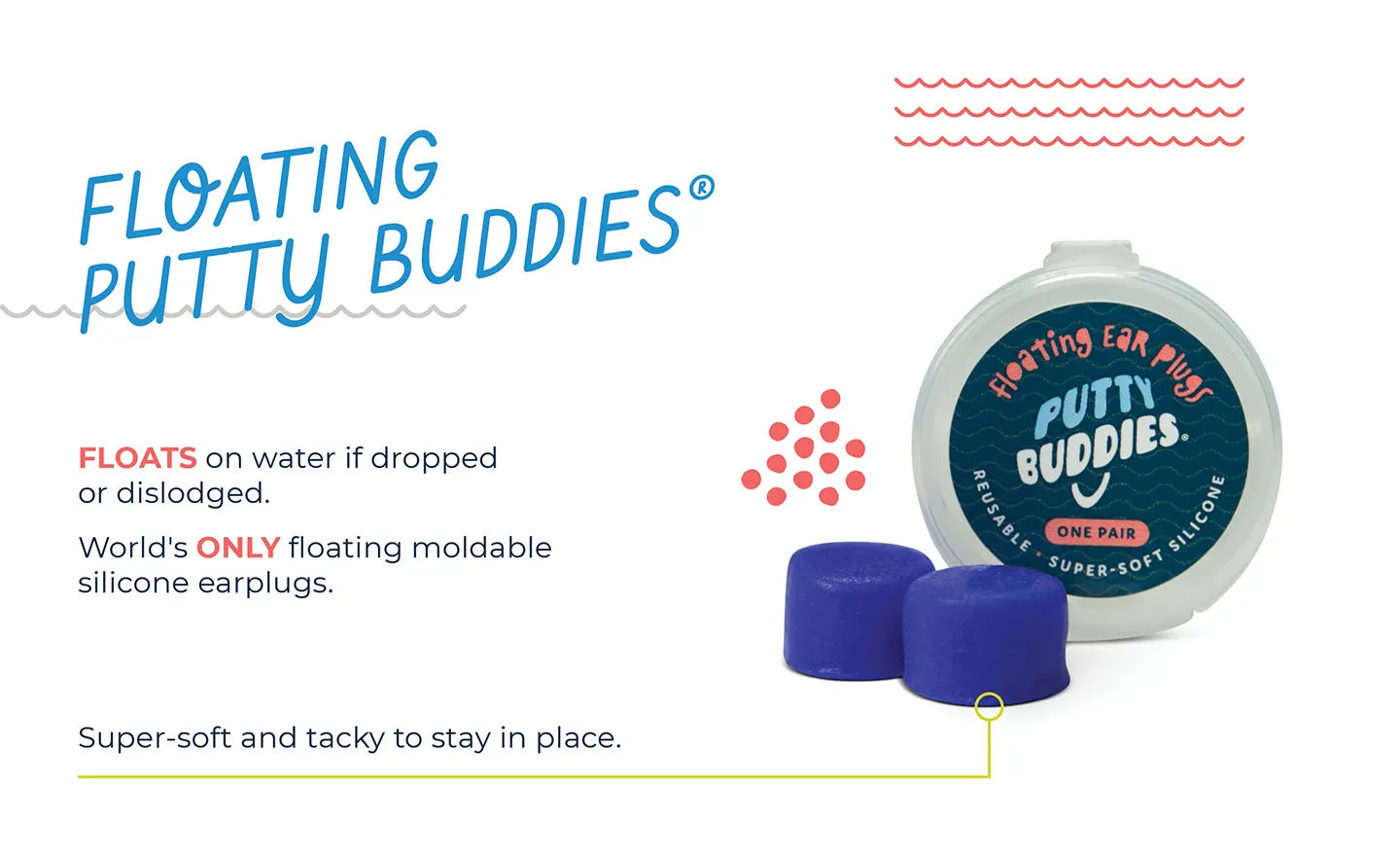 Putty Buddies Floating Silicone Earplugs | Swim Water Block | Kids Ear ...
