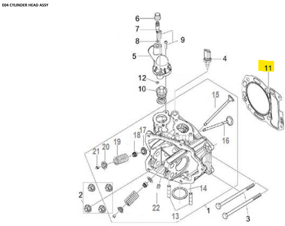 Wmoto ES250i ES250 Gasket ASSY Cylinder Head, Gasket Cylinder Head ...