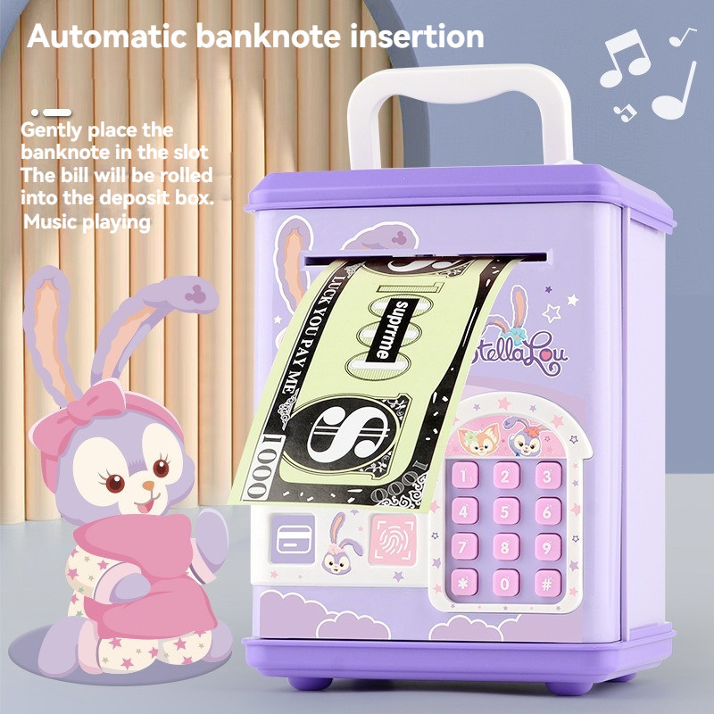 Digital ATM Money Box for Kids – Fingerprint & Password Lock, Large ...