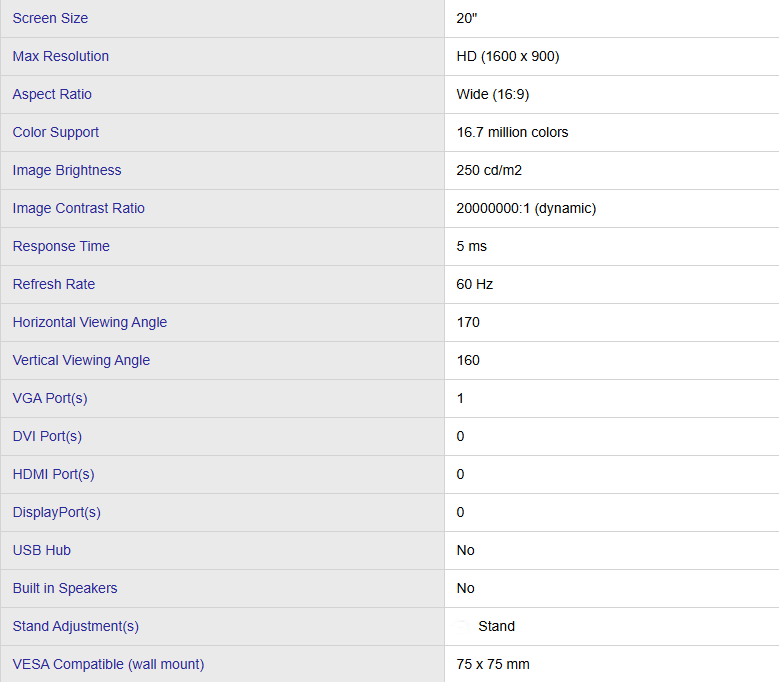 AOC E2050S 20 Inch LCD Monitor With Stand ( Refurbished ) | Shopee Malaysia