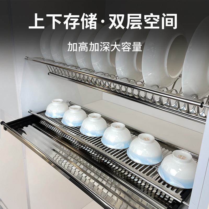 ClassAHW Stainless Steel 304 201 2 Tier Kitchen Cabinet Built In Dish ...