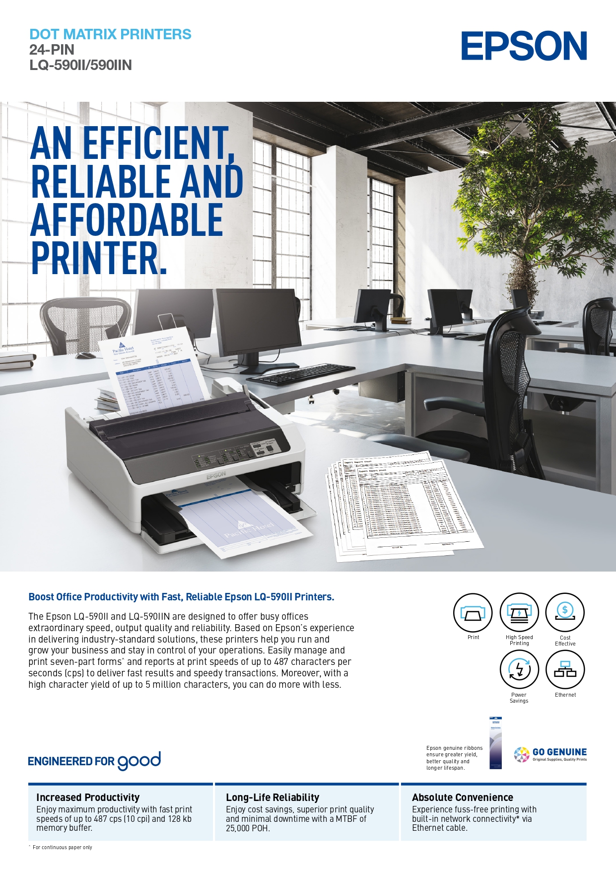 EPSON LQ590II / LQ590IIN (BUILT-IN NETWORK) 24-PINS IMPACT DOT MATRIX ...