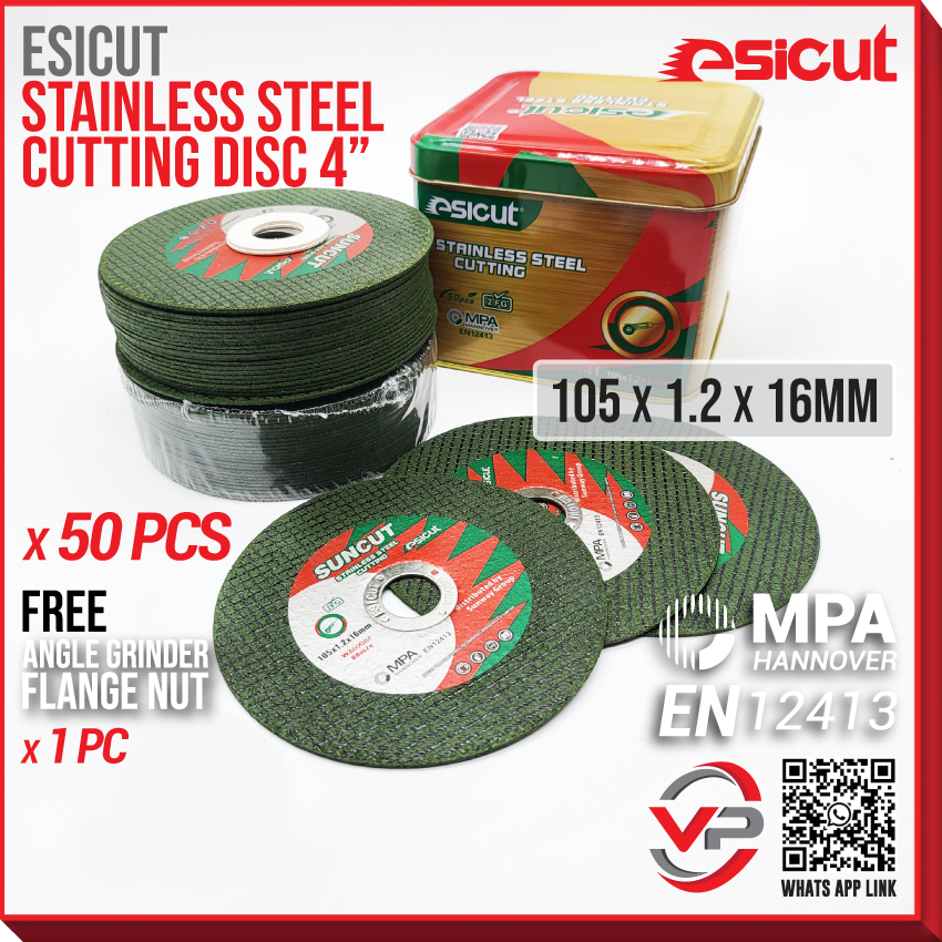 ESICUT 4" STAINLESS STEEL GREEN CUTTING DISC NIPIS FOR ANGLE GRINDER/10 ...