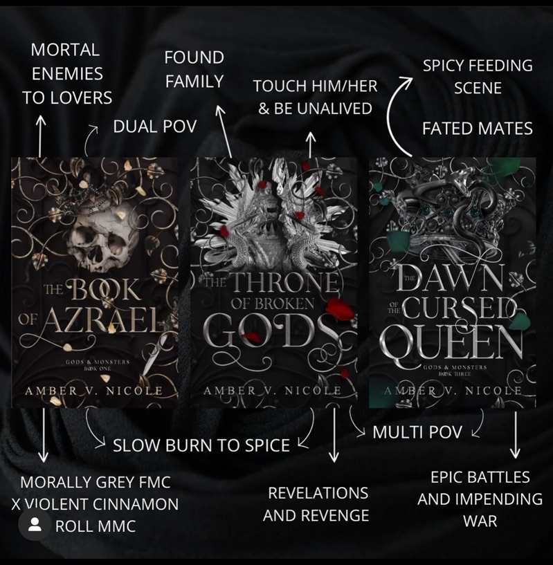 Amber V. Nicole Gods & Monsters (3 books)- The Book of Azrael - The Throne of Broken Gods - The ...