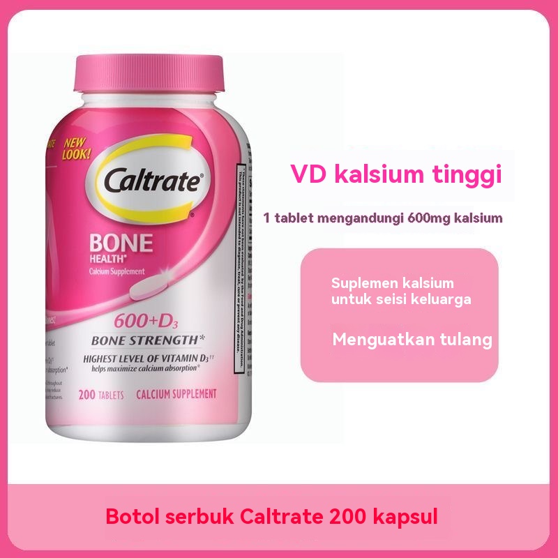 Caltrate Tablet Kalsium Vitamin D Kalsium Karbonat Kalsium Tambahan 600IU + Serbuk Vitamin D3 ...