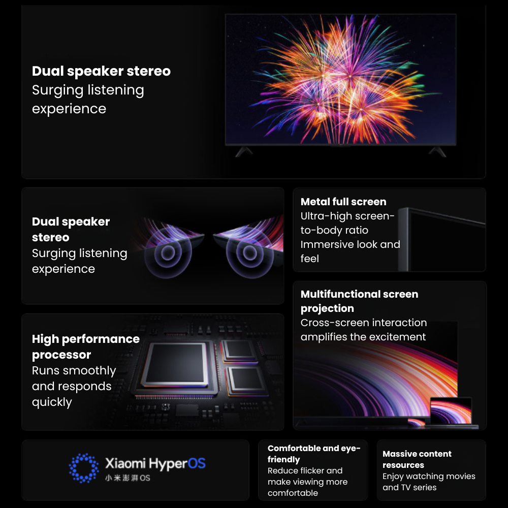 2025 Xiaomi Android Smart TV A 75'' 144Hz LED 4K UHD Gaming HDR WiFi 6 ...