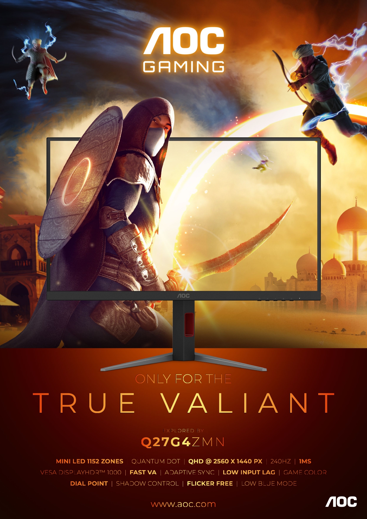 AOC Q27G4ZMN 27" 2K MINI-LED GAMING MONITOR ( 27"MINI-LED / 1MS / 240HZ / ADAPTIVE SYNC /HD MI ...