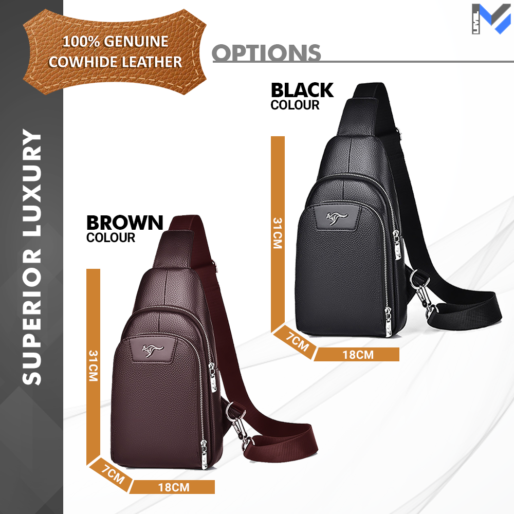Sling bag GENUINE LEATHER sling beg lelaki Real leather Scratch resist ...