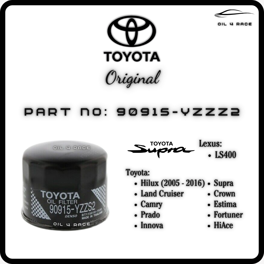 Genuine Toyota Oil Filter (Original) 04152-YZZA6 YZZD1 / 90915- YZZE2 ...