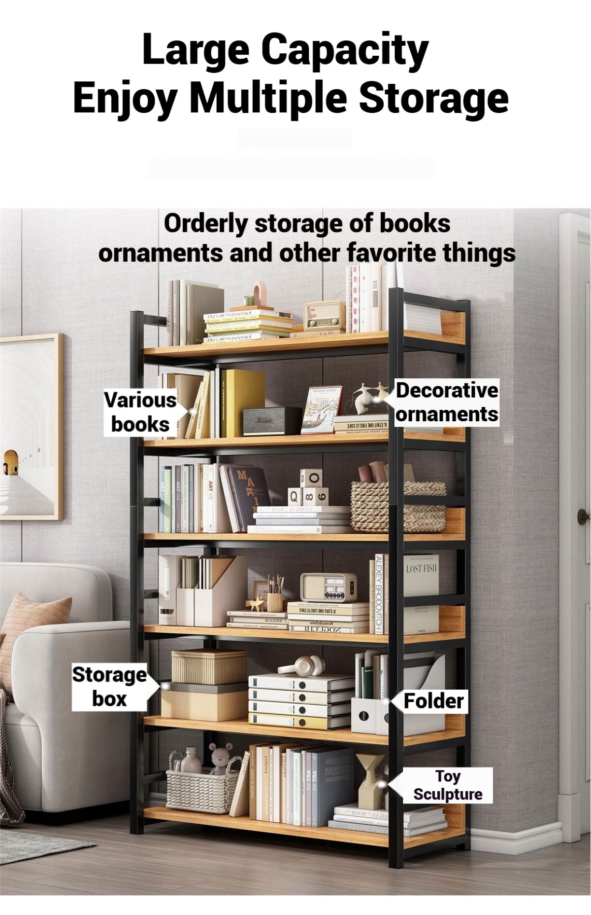 Book Shelf Display Rack Office Metal Multipurpose Rack Rak Buku Shelves ...