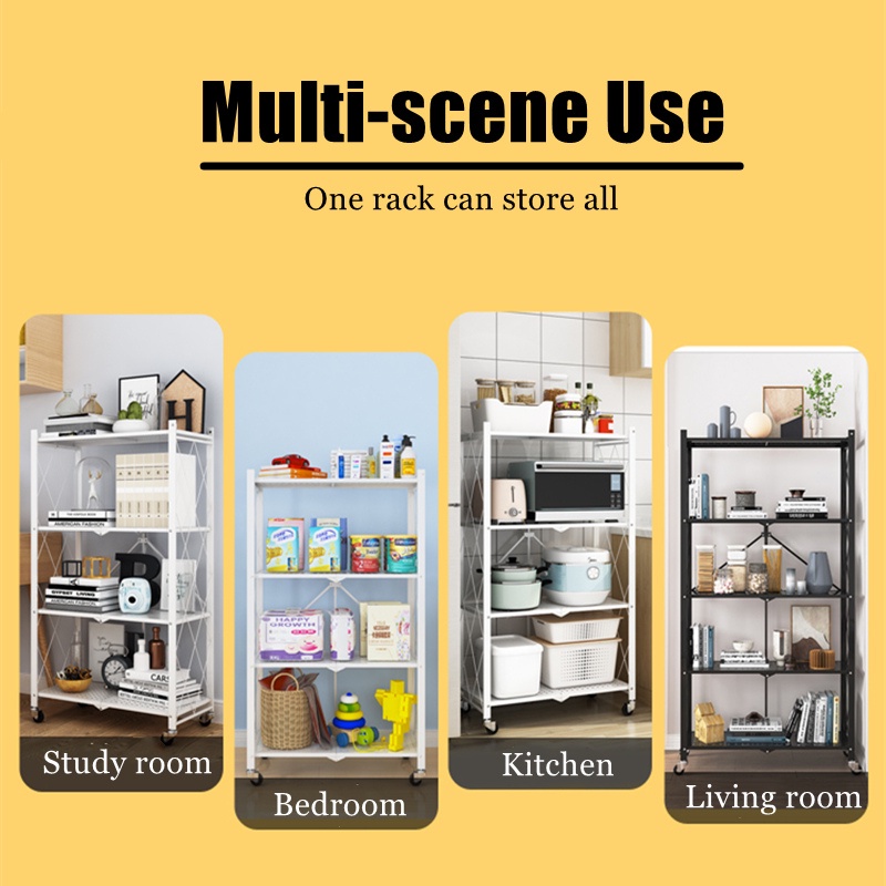 2/3/4/5 Layers Simple Foldable Rak Kitchen Rack Oven Shelf besi ...