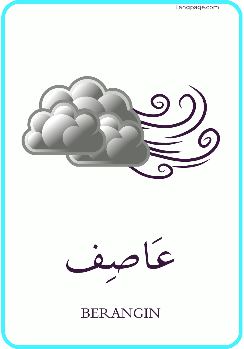 Arabic Weather Flashcards | Malay Translation | 12 Cards PDF | Compact ...