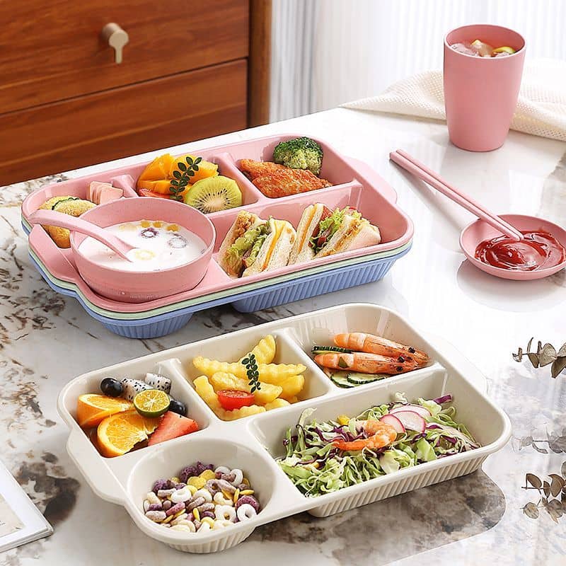 5 In 1 Wheat Straw Plate Set/Dinner Set/Pinggan Mangkuk Set/Pinggan ...