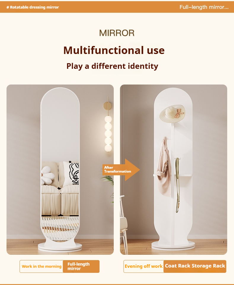 HAP - Rotatable Full-Length Dressing Mirror Bedroom Household Coat And ...