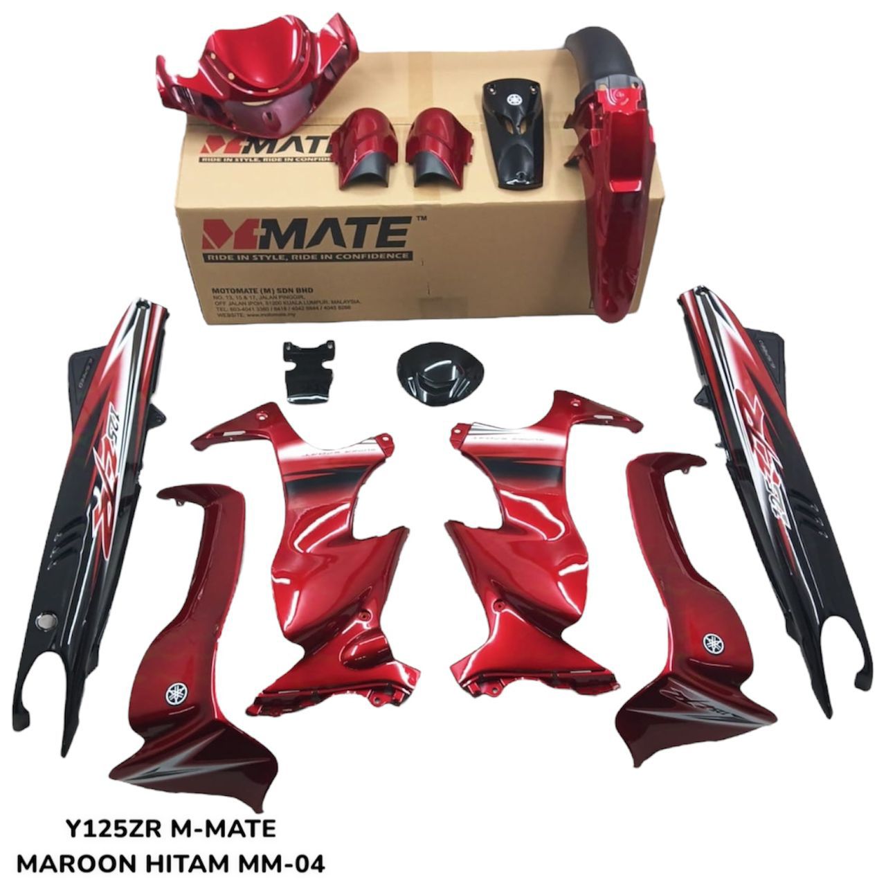 COVERSET ORIGINAL HLY YAMAHA 125ZR 125Z MAROON HITAM DRMK SMX STRIPE ...