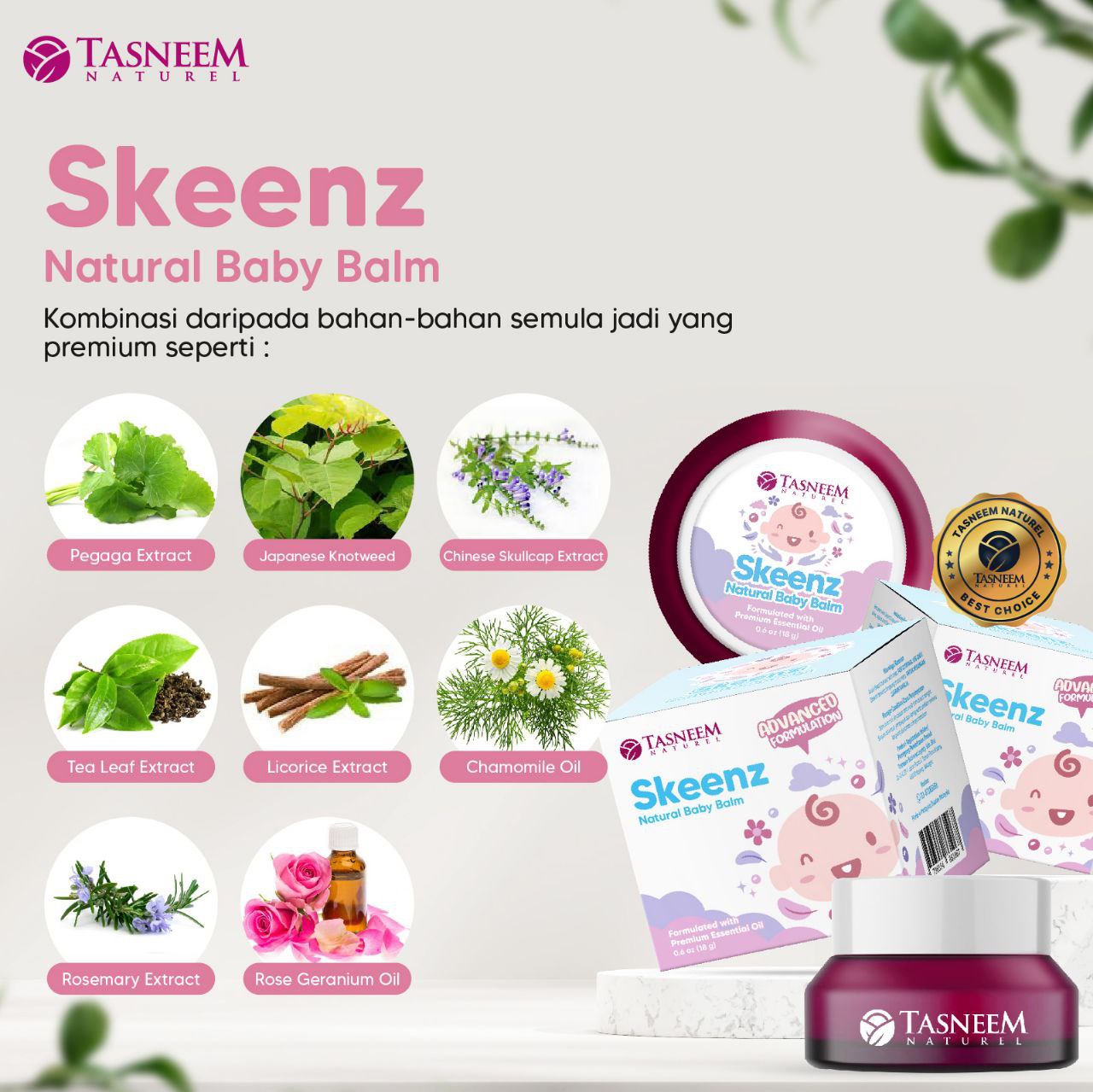 [ORIGINAL HQ]Tasneem Baby Balm Newborn Minyak Telon Baby Keperluan Baby ...