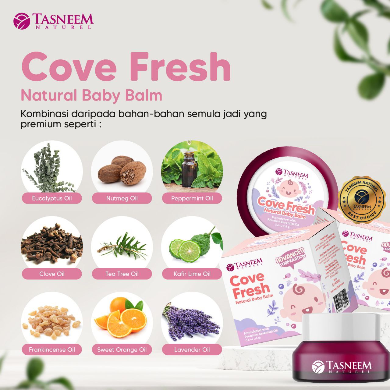 [ORIGINAL HQ]Tasneem Baby Balm Newborn Minyak Telon Baby Keperluan Baby ...