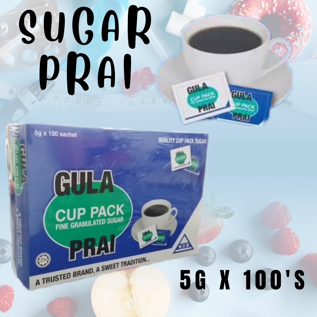 5g Sugar Gula Cube Pasir Sachet Prai Halus MSM Fine Granulated 500g 100 ...