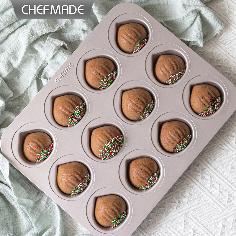 [CHEFMADE.os] 12 Cup Non-stick Chestnut Cake Spherical Shell Madeline ...