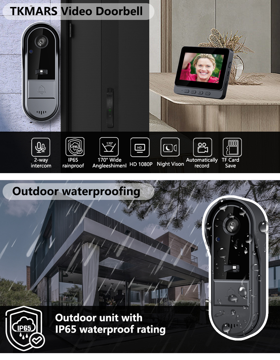 Wireless Doorbell With Camera Video Intelligent Wifi Waterproof HD ...