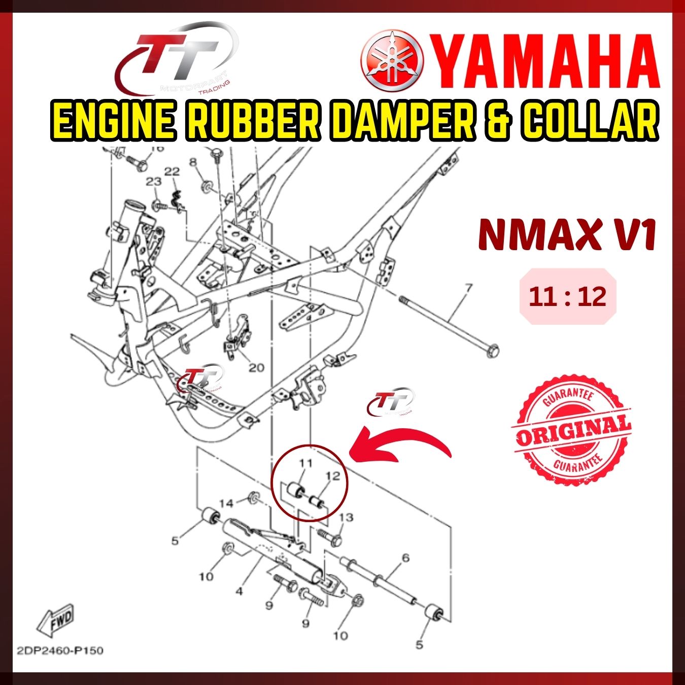 NVX 155 NMAX V1-V2 Engine Mounting Bush Rubber Damper Swing Arm Enjin ...