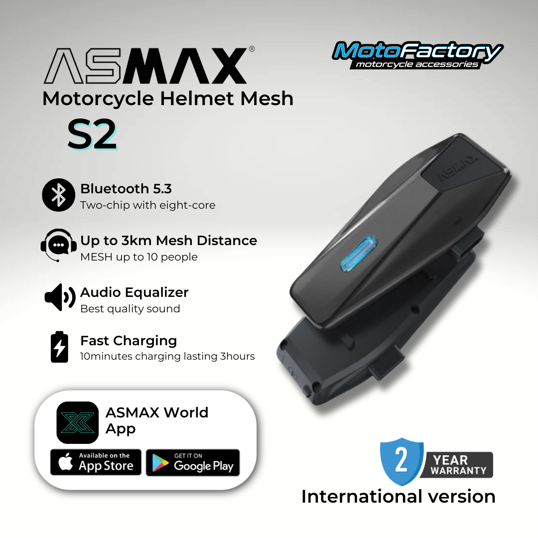 ASMAX S2 Motorcycle Helmet Mesh Intercom 8 Riders AI VOICE COMMAND IP67 ...