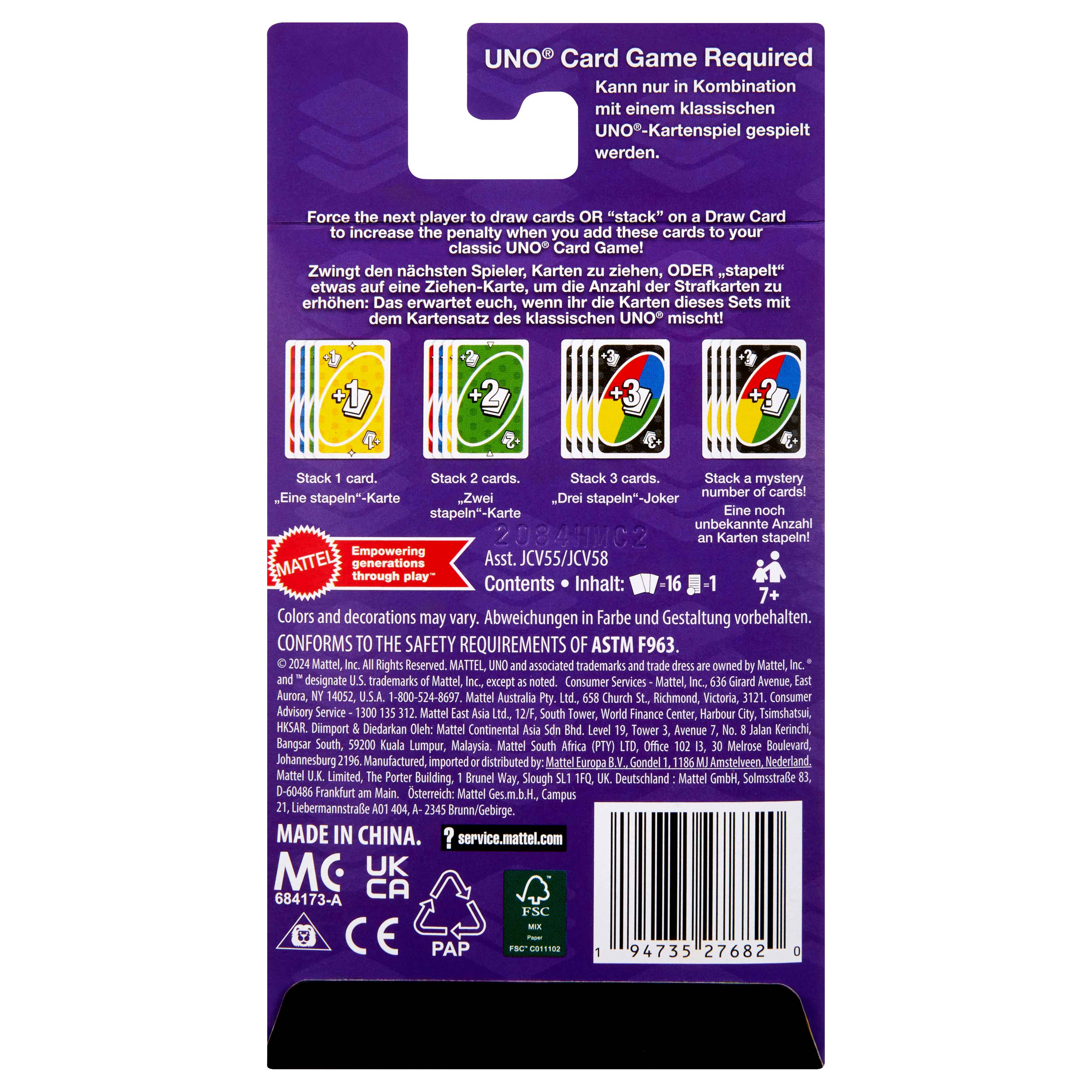 UNO Add-On Packs, 16 Cards to Use with the UNO Game, Themed Reverse ...