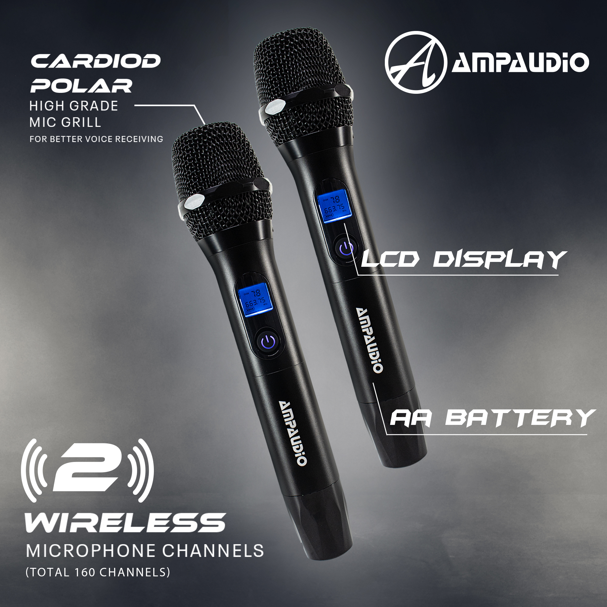 AmpAudio UHF Wireless Microphone Professional Universal UHF Wireless ...