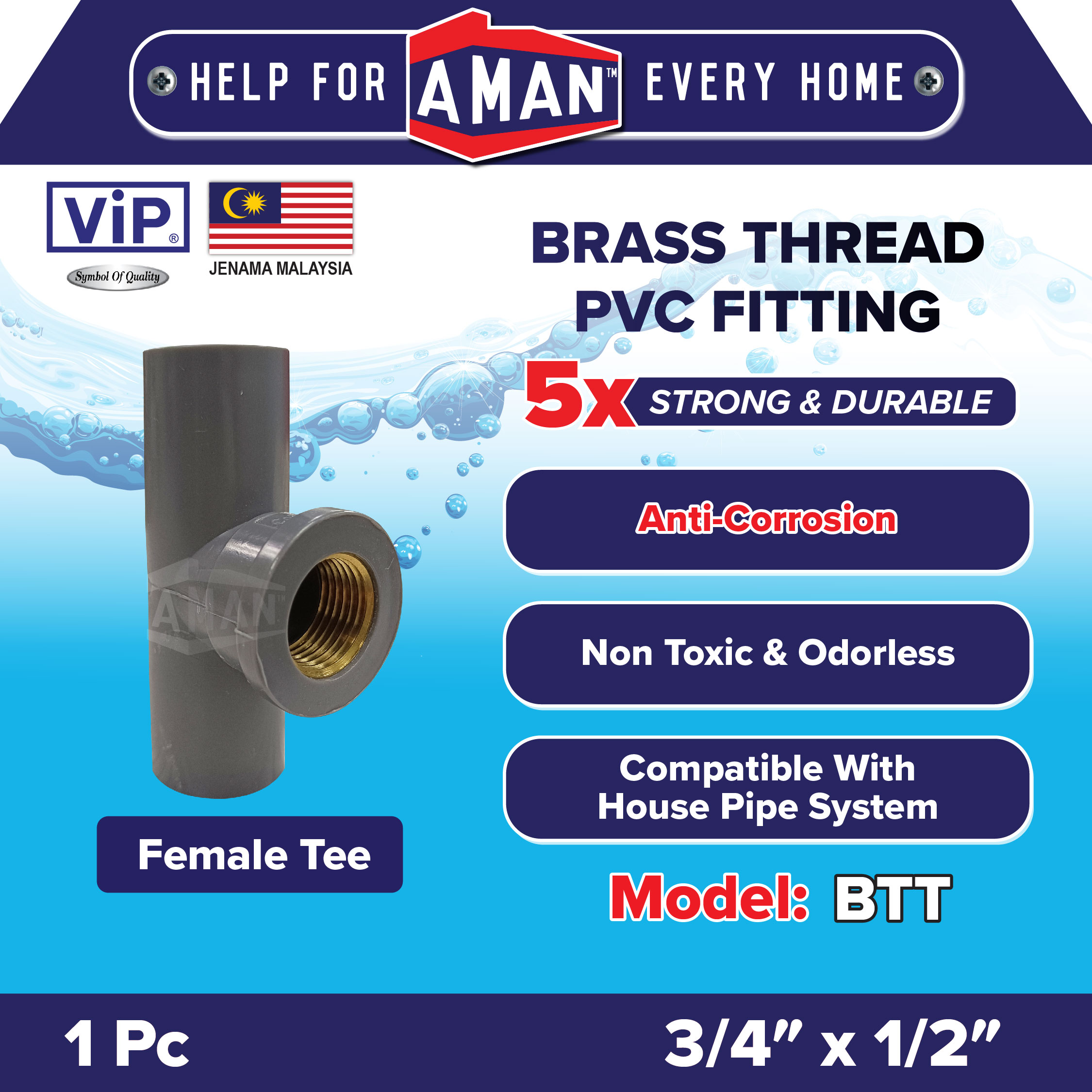 ViP Brass Thread PVC Fitting 1/2" 15mm Female Socket Elbow 90° Tee DIY ...