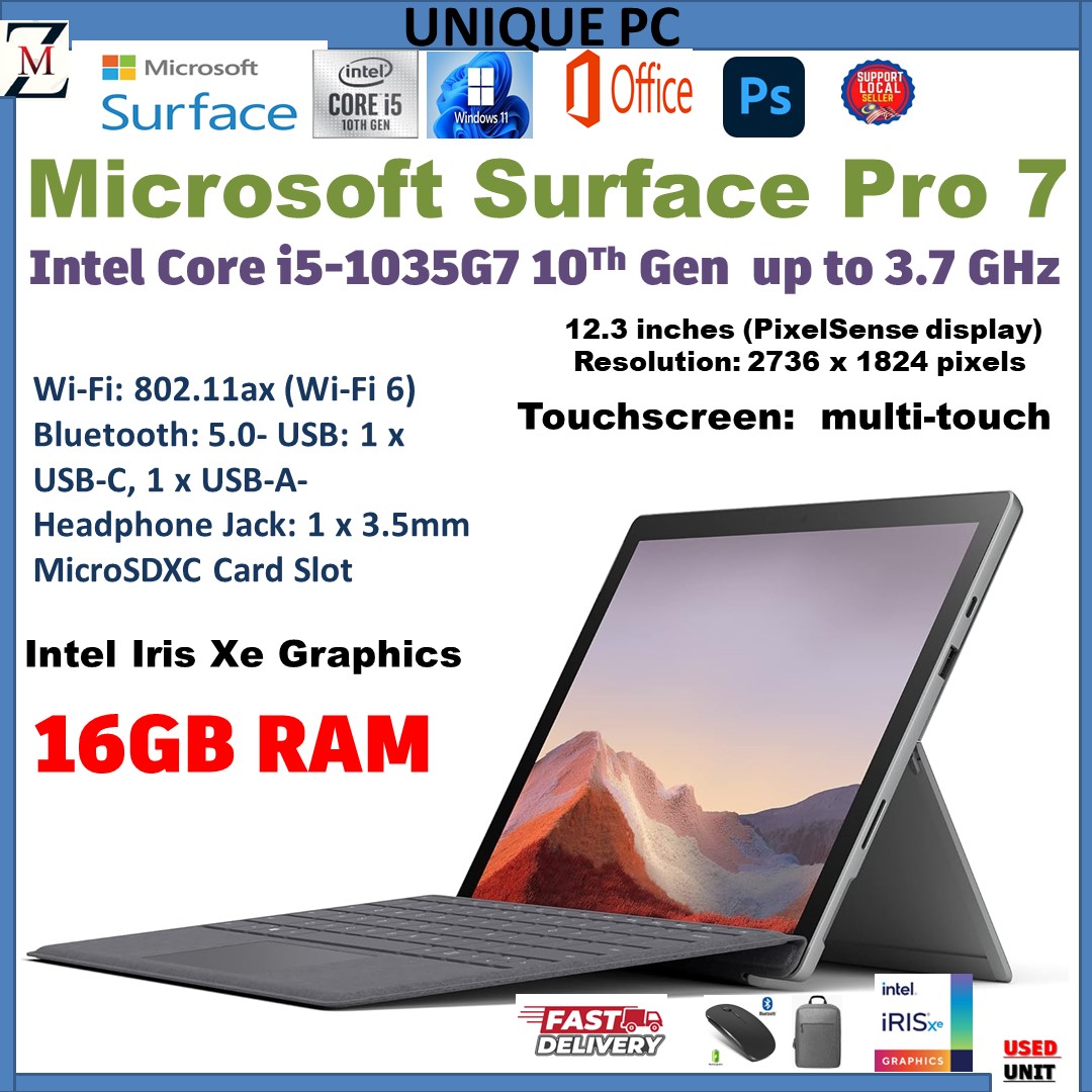 MICROSOFT SURFACE PRO 7 INTEL CORE i5 -1035G4 10th Gen Quad-core 8GB ...