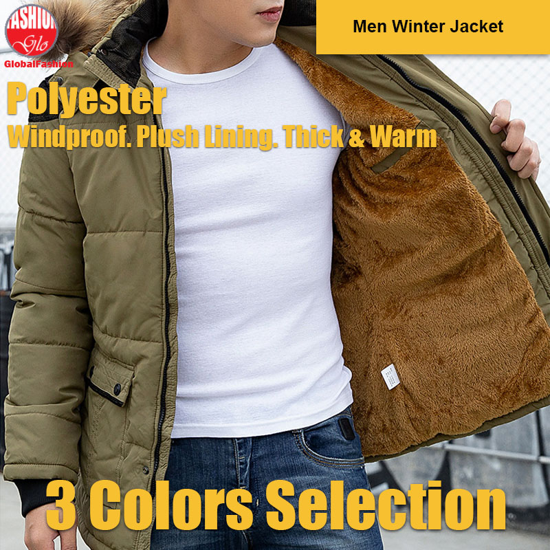 Winter Jacket Men Baju Sejuk Lelaki Tebal Fur Neck Hooded Thick Plush ...