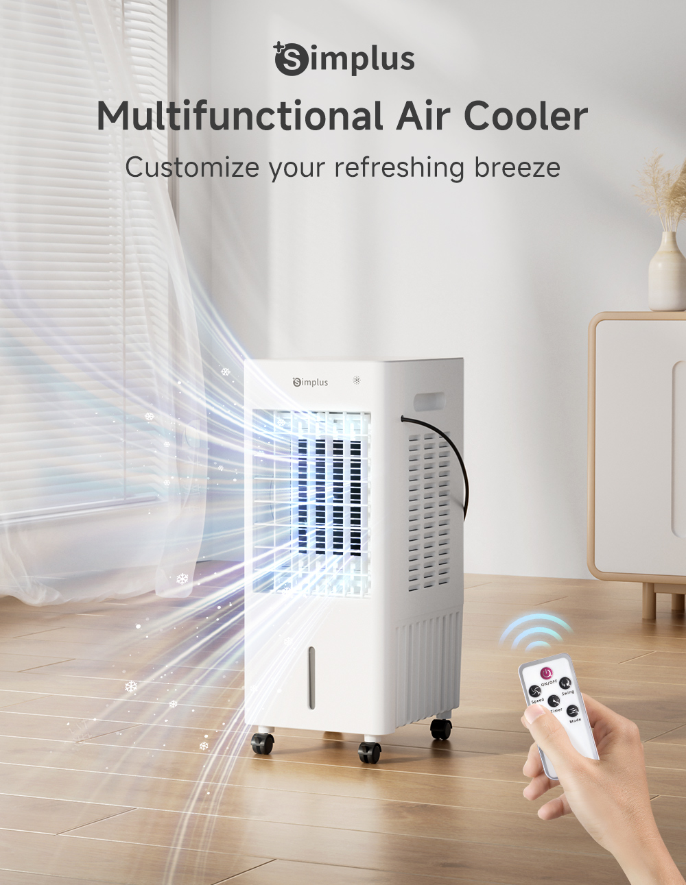Simplus Air Cooler Household Cooling Fan | 10L Water Tank | 8M Distance Airflow | Remote Control ...
