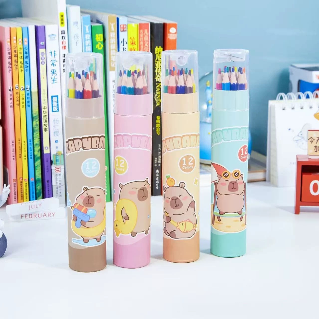 COLOUR PENCIL Set Stationery Cute Capybara Cartoon Kids Gift Present ...