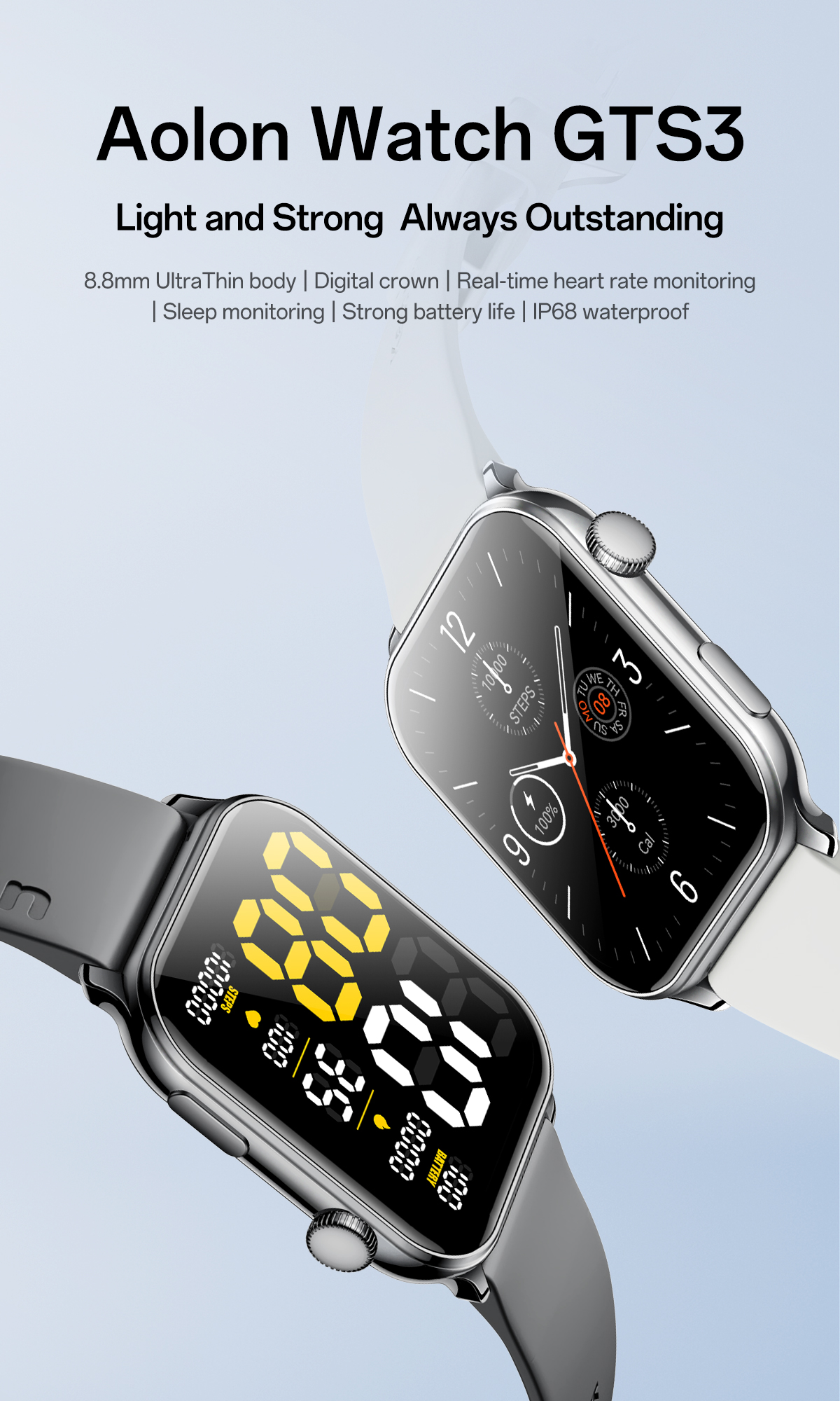 Aolon New GTS 3 Smart Watch Amoled Display Ultra-thin Metal Body ...