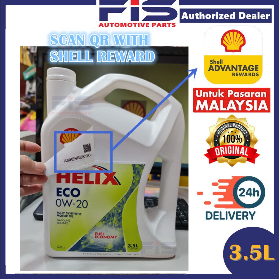 FIS Original Engine Oil Shell Helix Eco 0W20 Fully Synthetic Bezza Axia ...
