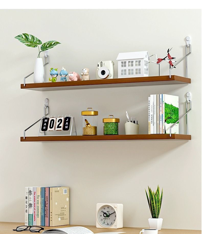 IKI Wall-Mounted Floating Shelf No-Drill Storage Rack for Living Room ...