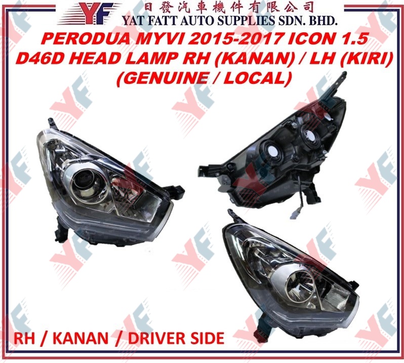 PERODUA MYVI 2015 ICON 1.5 D46D HEAD LAMP RH (KANAN) / LH (KIRI ...