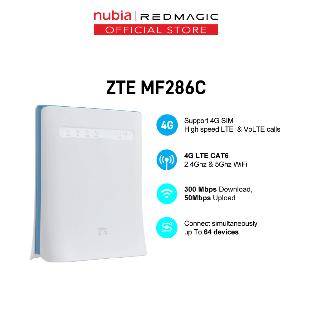 ZTE MF286C 4G/LTE up to 300Mbps Download Speed | 50Mbps Upload Speed ...