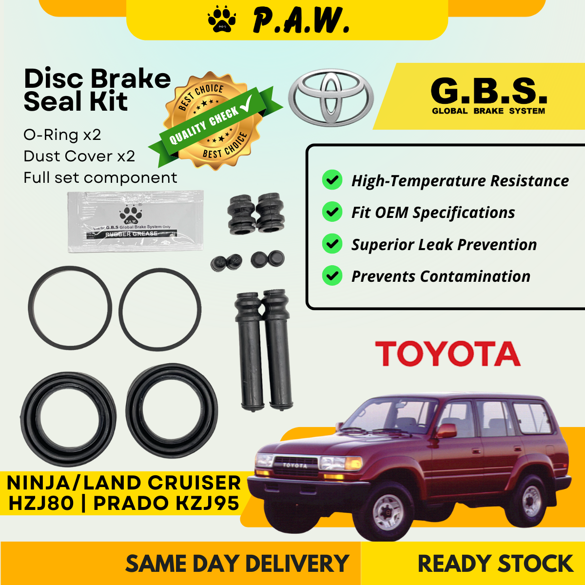 GBS Disc Brake Seal Kit For TOYOTA LAND CRUISER NINJA HZJ80 PRADO KZJ95 ...