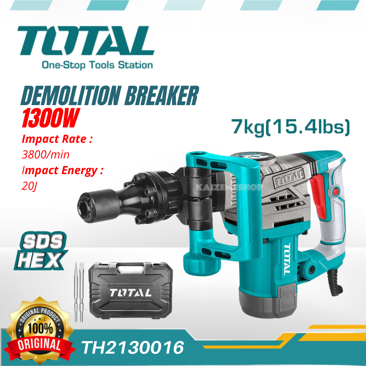 TOTAL TH2130016 1300W Demolition Breaker SDS HEX ( Replacement Model ...
