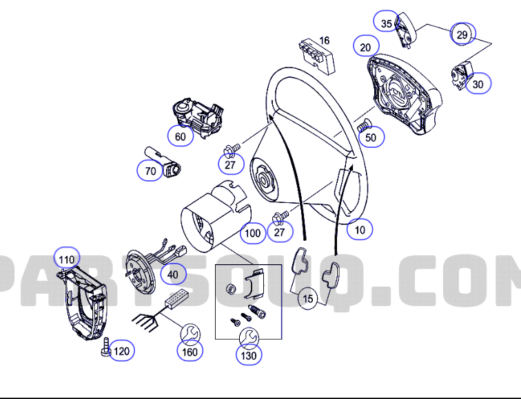 MERCEDES BENZ W203 / W209 / C200 / CLK200 STEERING HORN AIR BAG SPRING ...