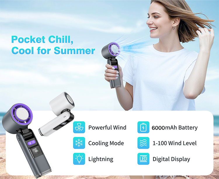 【2025】Kipas angin Fast Cooling Fan 6000mAh Handheld Fan & Desktop Fan ...