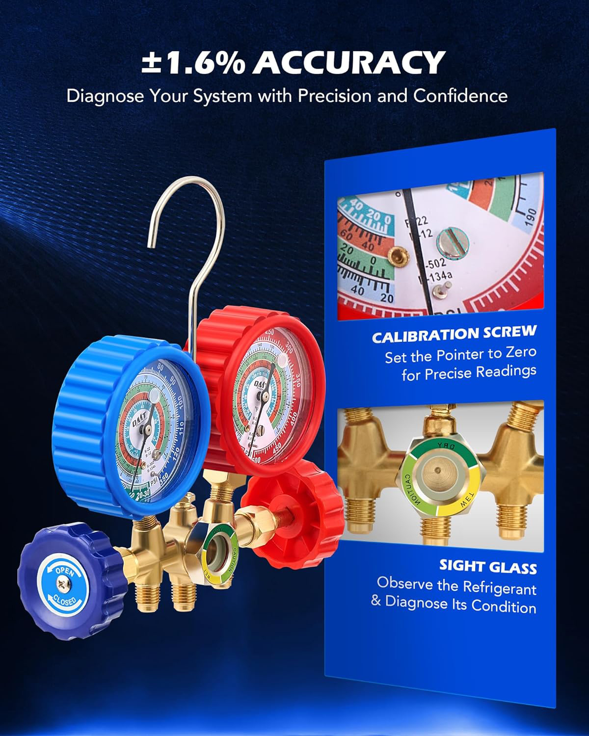 Aircond Meter Set R410a R12 R22 R134A AirCond refrigerant gas meter gas ...