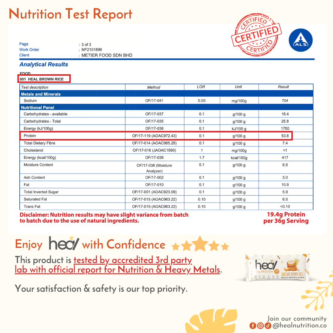 Heal Radiant Brown Rice Vegan Pea Protein Shake Powder Suitable for ...