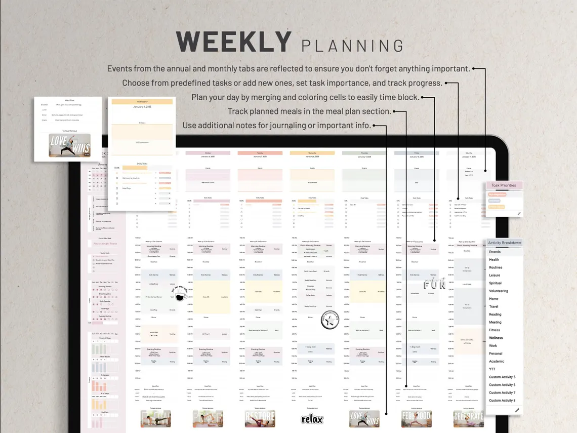 Google Sheets Life Planner Daily Schedule Task Tracker Digital Planner ...