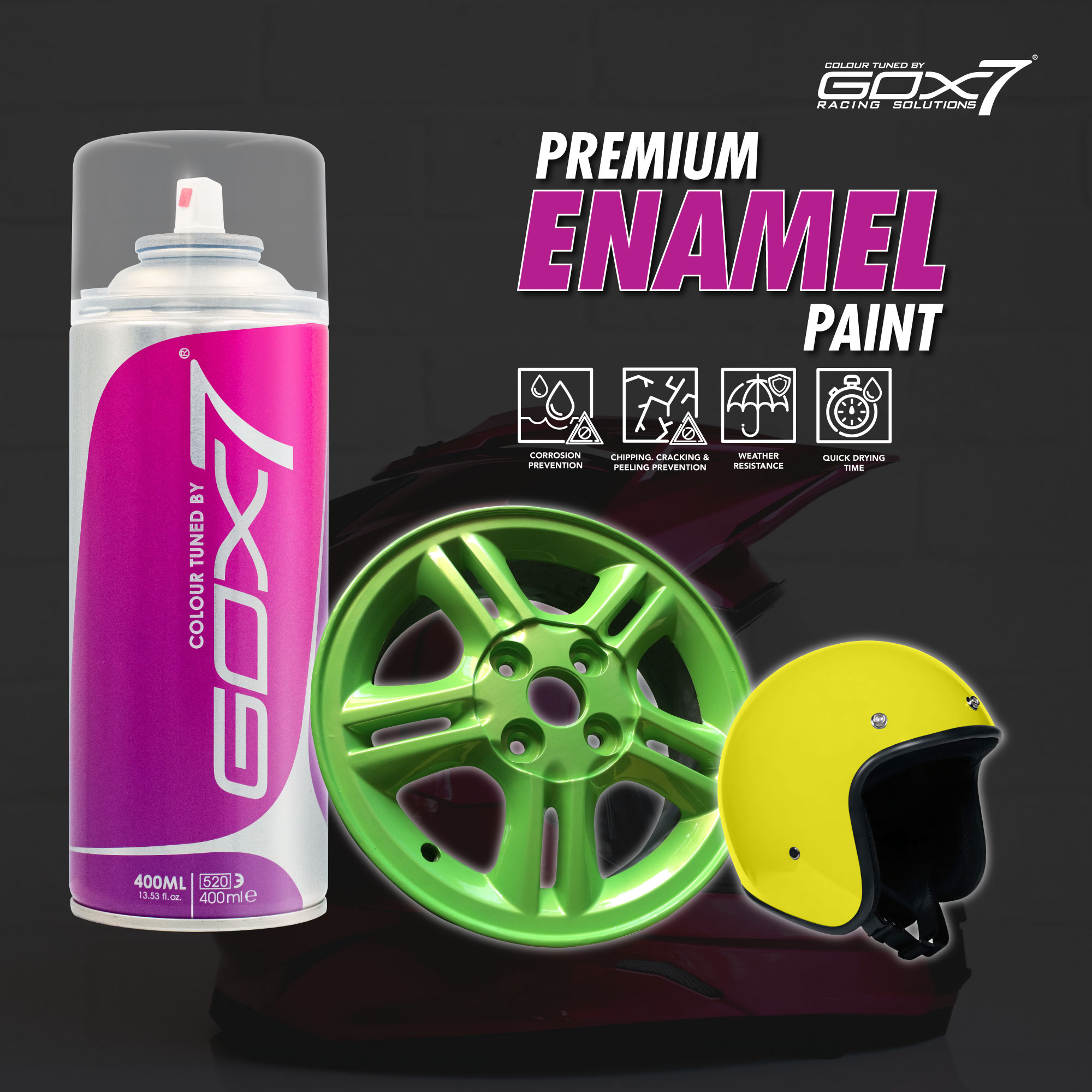Gox7 Premium Enamel Paint Series AB72** 400ml Aerosol Spray Paint-Solid ...