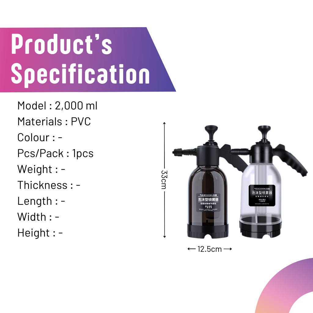 Car High Pressure Foam Spray Can 2L Hand Spray Family Car Dual-use ...